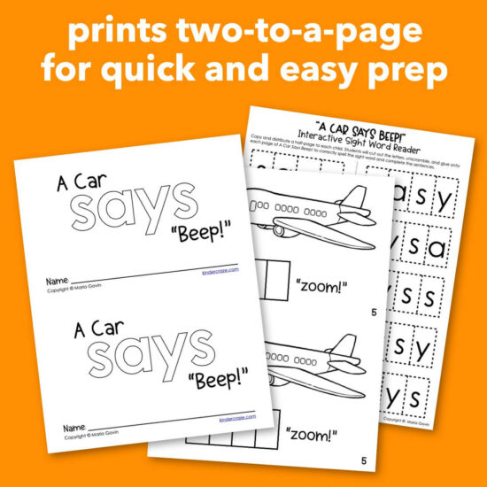 Transportation Emergent Reader for Sight Word SAYS "A Car Says Beep ...
