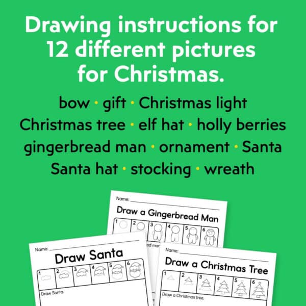 December Christmas Directed Drawing Set - Kinder Craze