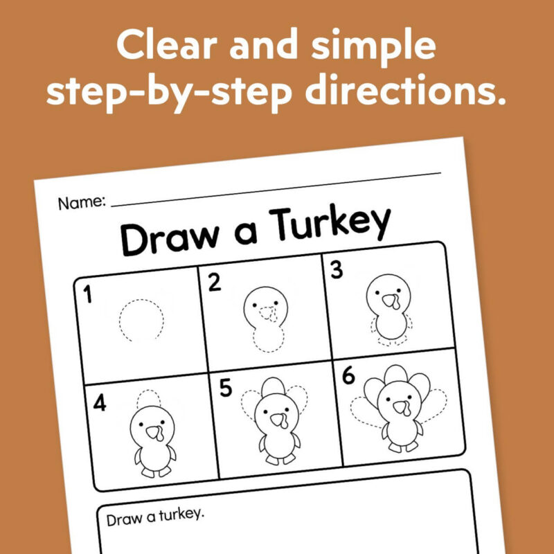 Thanksgiving Directed Drawing Step-by-Step Worksheets - Kinder Craze